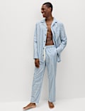 Pure Cotton Striped Loungewear Bottoms | BLUE MIX | Pyjamas | M&S CA