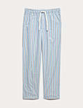 Pure Cotton Striped Loungewear Bottoms | BLUE MIX | Pyjamas | M&S CA