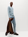 Cotton Blend Textured Crew Neck Jumper | SOFT BLUE | Jumpers | M&S MV