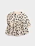 Cotton Rich Dalmatian Print Sweatshirt Dress (2-8 Years) | ECRU MIX ...