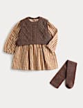Checked Dress with Tights (0-6 Years) | BROWN MIX | Dresses | M&S SE