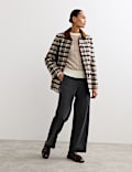Pure Wool Checked Cord Collar Short Jacket | CAMEL MIX | Vestes | M&S BE