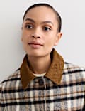 Pure Wool Checked Cord Collar Short Jacket | CAMEL MIX | Vestes | M&S BE