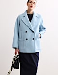 Double Face Pure Wool Tailored Short Coat | SOFT BLUE | Coats | M&S ES