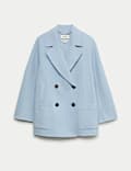 Double Face Pure Wool Tailored Short Coat | SOFT BLUE | Coats | M&S ES