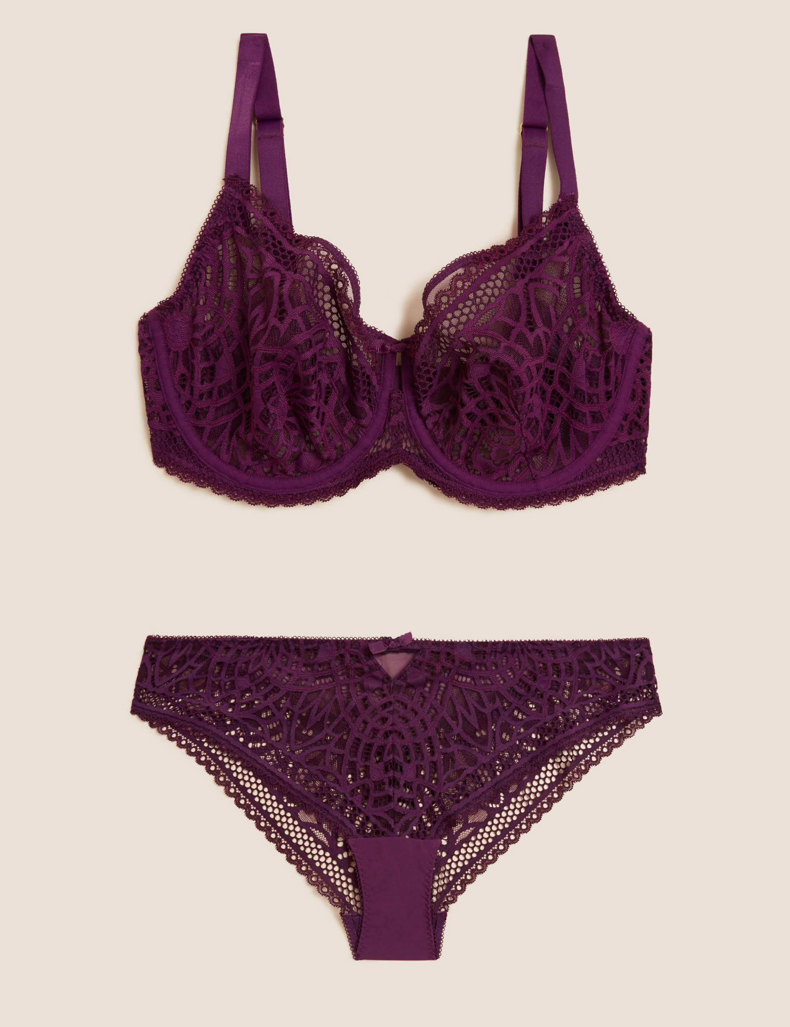 Joy Lace Wired Full Cup Bra Set F-H | M&S IE