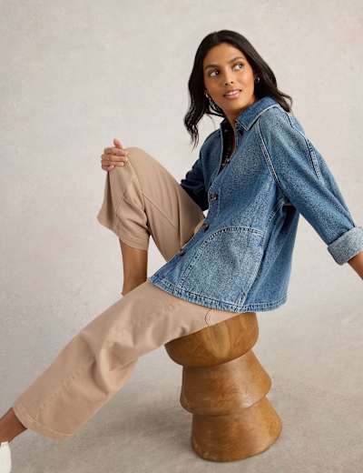 Pure Cotton Denim Trucker Jacket | M&S Collection | M&S Pure Cotton Denim Trucker Jacket | M&S Collection | M&S