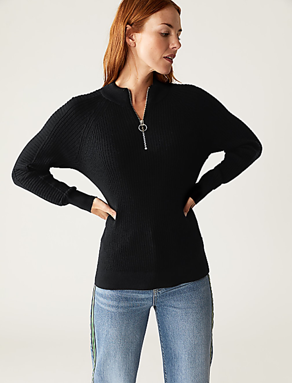 Buy Soft Touch Ribbed Funnel Neck Jumper at Marks & Spencer