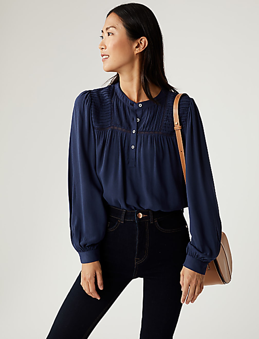 Buy Pleated Popover Blouse at Marks & Spencer