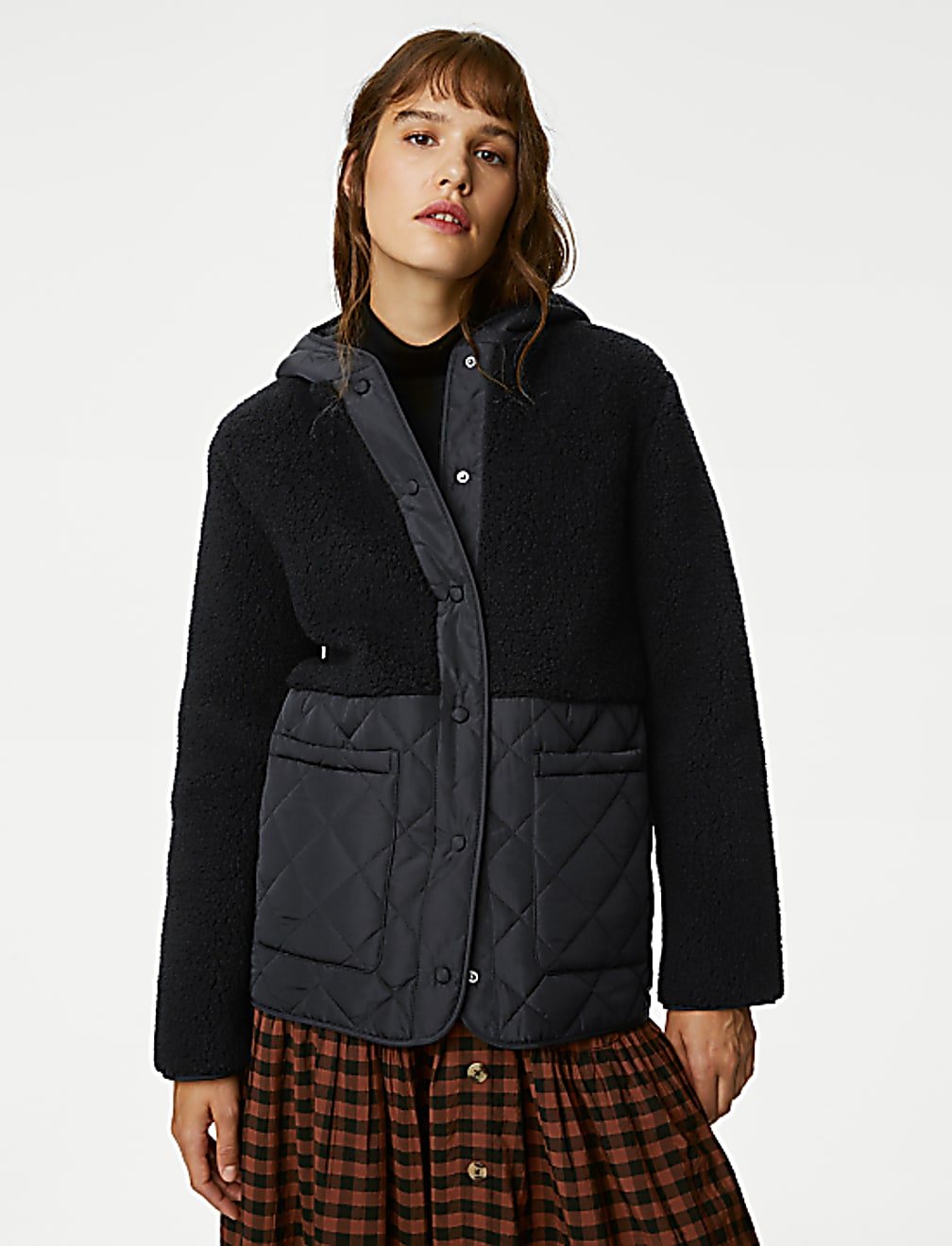Buy Borg Quilted Hooded Puffer Jacket at Marks & Spencer