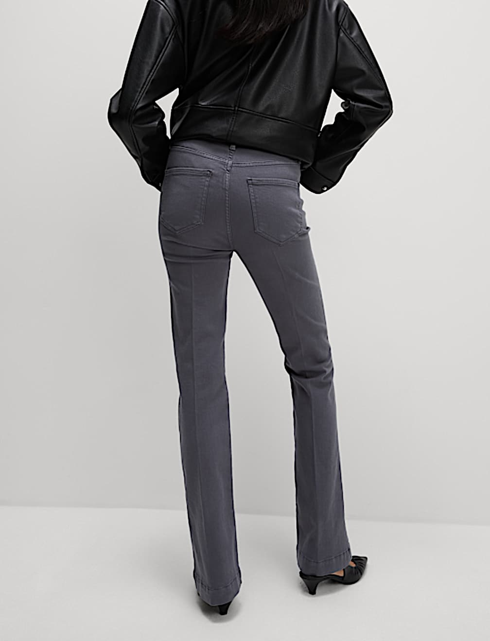 Buy High Waisted Crease Front Slim Flare Jeans at Marks & Spencer