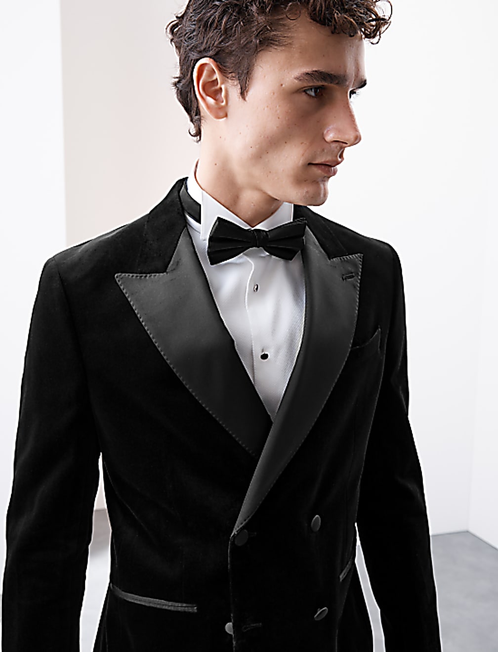 Buy Pure Cotton Velvet Double Breasted Blazer at Marks & Spencer