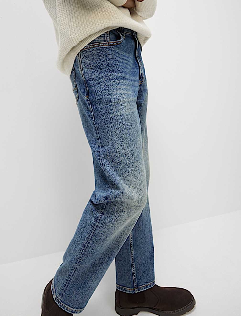 Buy Loose Fit Vintage Wash Jeans at Marks & Spencer