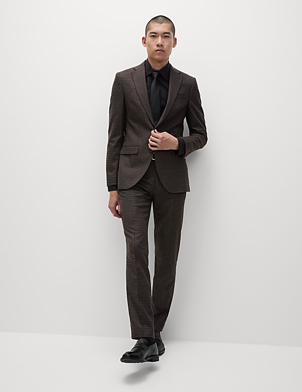 Slim Fit Check Stretch Suit | M&S KG