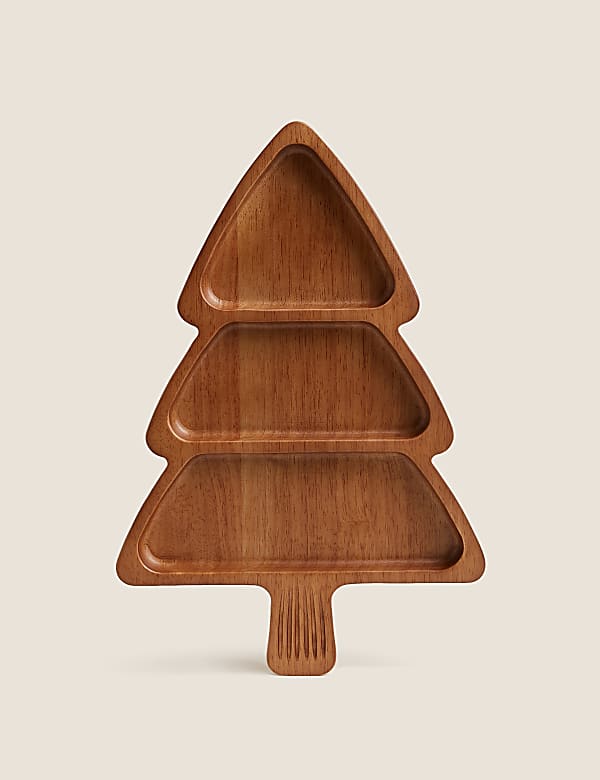 Buy Wooden Christmas Tree Platter at Marks & Spencer