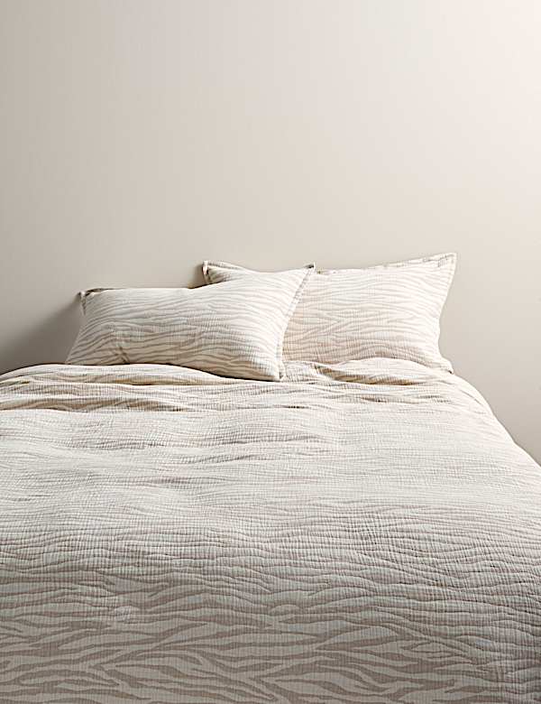 Parure de lit 100 % coton jacquard à motif zèbre | NATURAL MIX ...