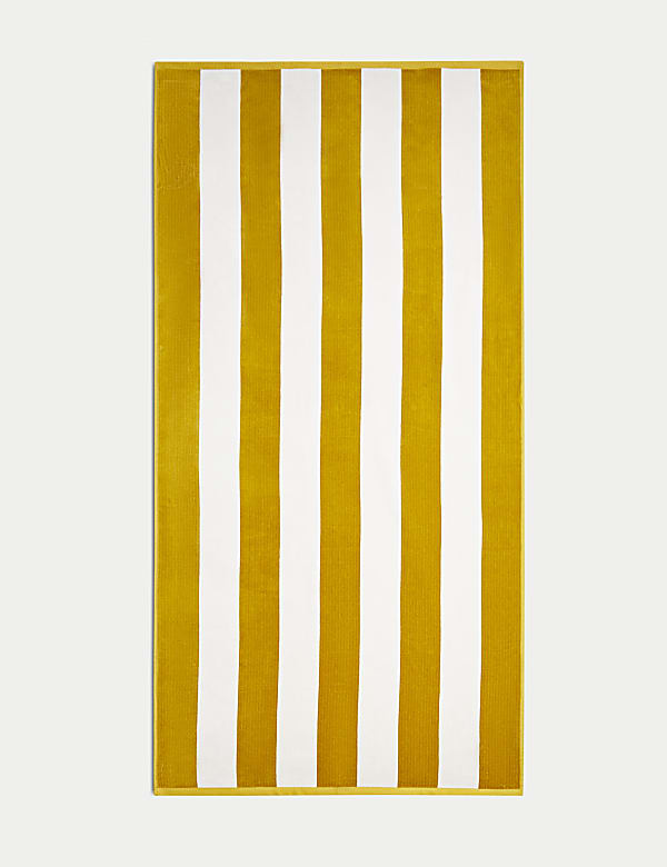 Pure Cotton Striped Sand Resistant Beach Towel DARK GREEN Towels M S ES