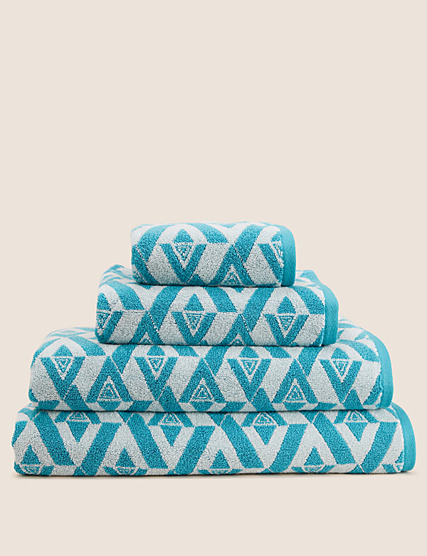 Buy Pure Cotton Geometric Towel at Marks & Spencer