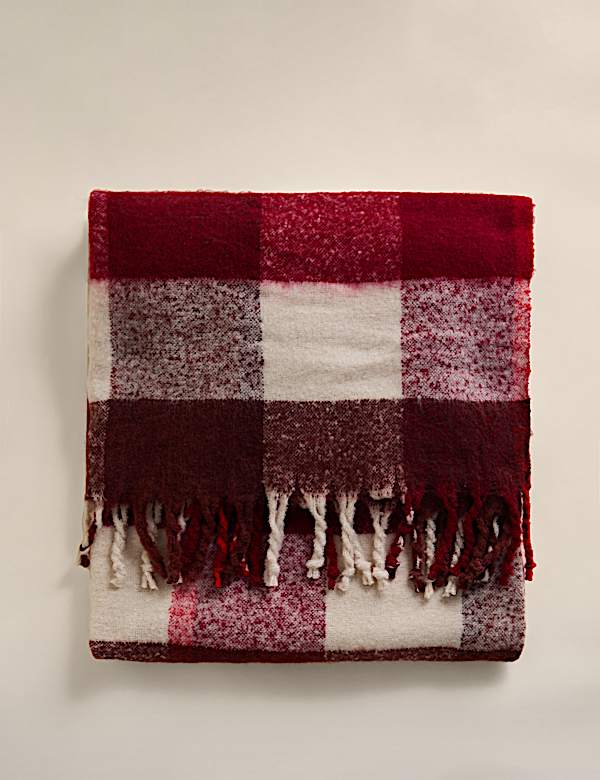 Faux Mohair Checked Throw | HONEY | Throws | M&S MV