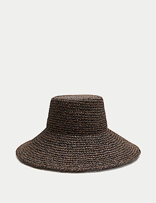 Straw Scalloped Edge Hat | CHOCOLATE MIX | Hats | M&S IL