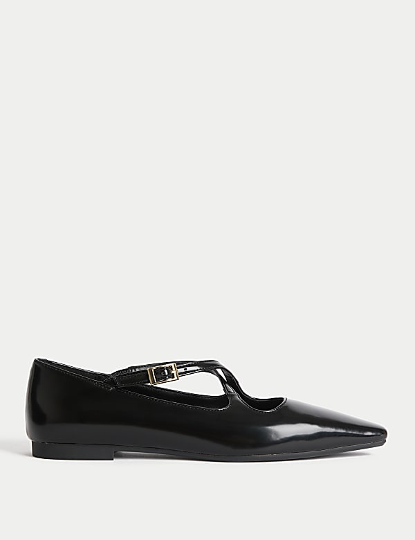 Strappy Chisel Toe Ballet Pumps | BLACK | Shoes | M&S KR