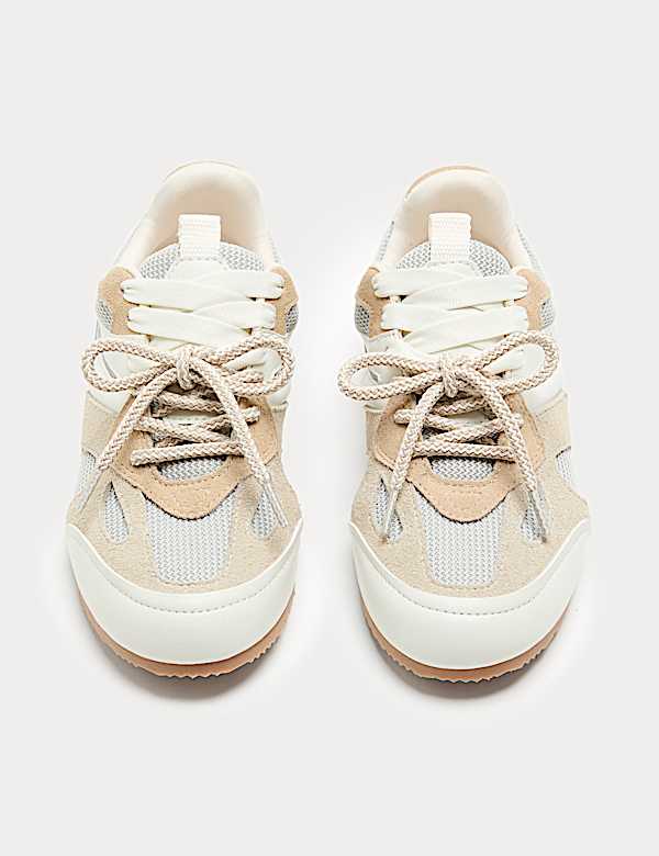 Leather Mix Lace Up Retro Trainers | WHITE MIX | Trainers | M&S CA