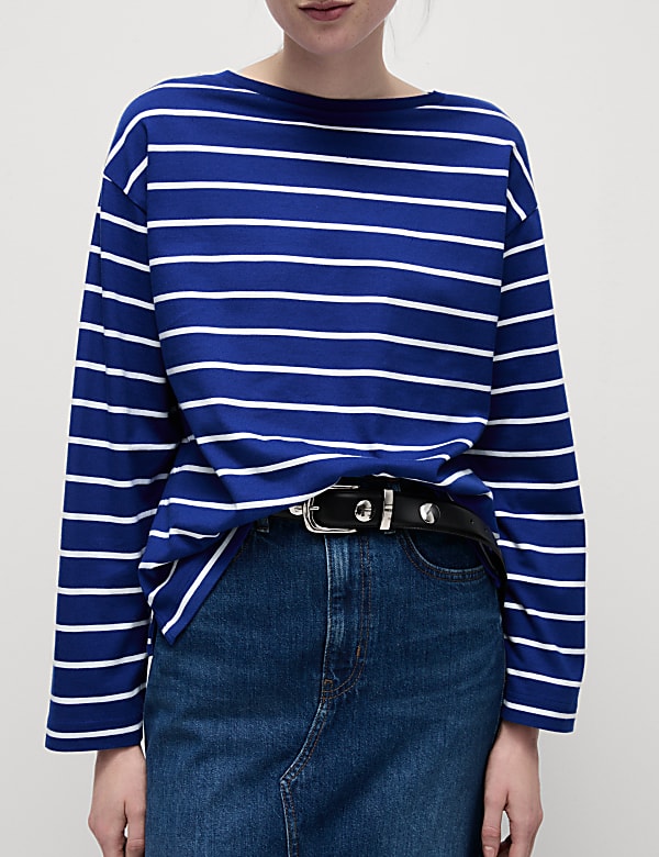 Buy Pure Cotton Oversized Striped Top at Marks & Spencer