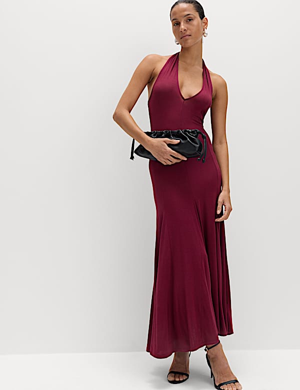 Jersey Halter Neck Midaxi Column Dress | WINE | Dresses | M&S US