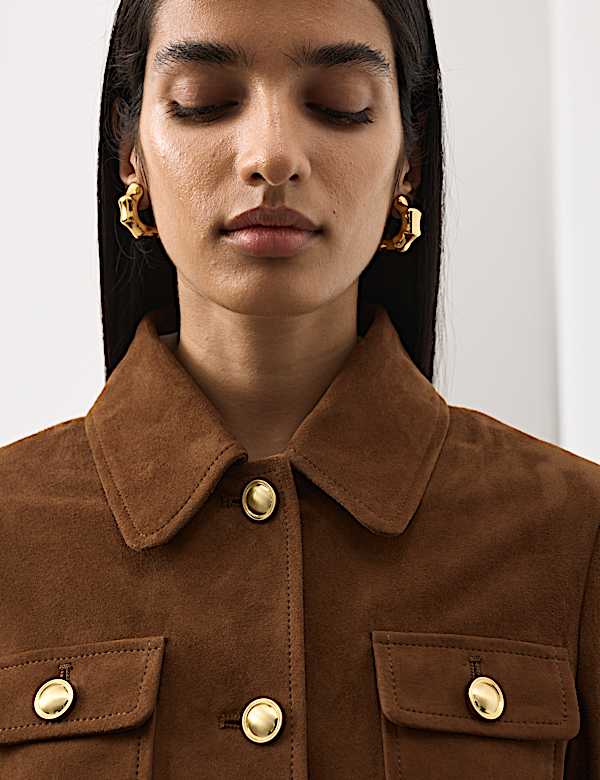 Suede Collared Pocket Cropped Jacket | CARAMEL | Jackets | M&S CA