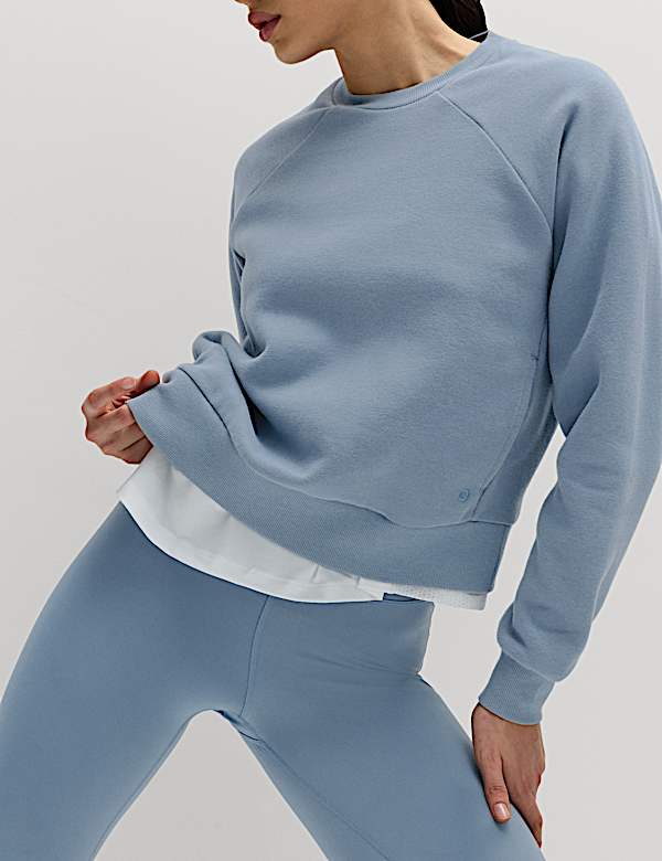 Cotton Rich Crew Neck Sweatshirt | SLATE BLUE | Sweatshirts | M&S AU