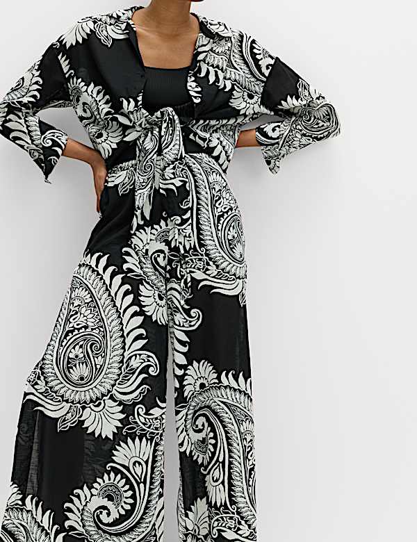 Pure Cotton Printed Button Through Beach Shirt | BLACK MIX | Shirts | M ...