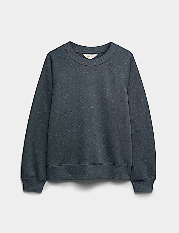 Cotton Rich Fleck Crew Neck Sweatshirt | PISTACHIO | Sweatshirts | M&S SE