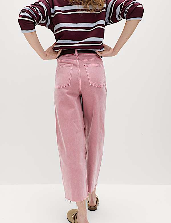 High Waisted Wide Leg Cropped Jeans | ANTIQUE ROSE | Jeans | M&S CA