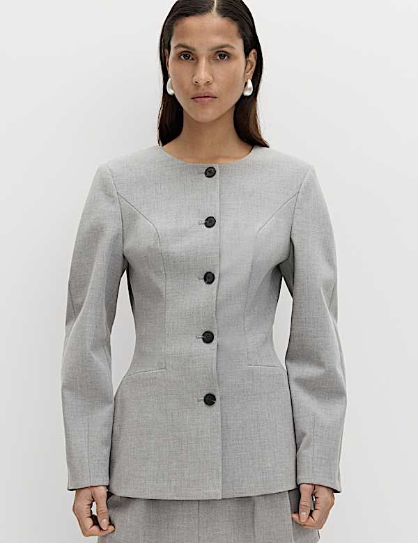 Tailored Hourglass Collarless Cinched Waist Jacket | GREY | Jackets | M ...