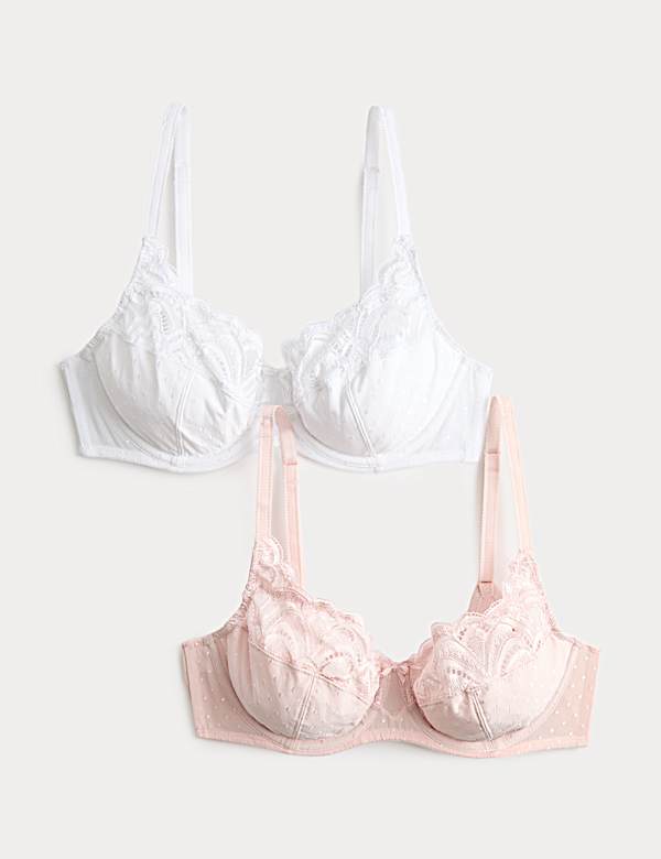 2 Pack Amelia Lace Wired Full Cup Bra (A-E) | LIGHT PINK MIX | Bras | M ...