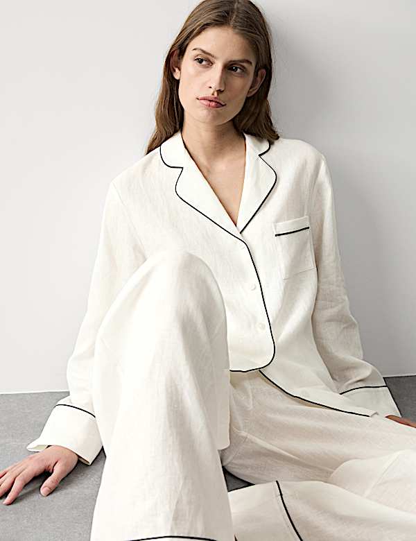 Pure Linen Revere Pyjama Set | IVORY | Pyjama Sets | M&S RO