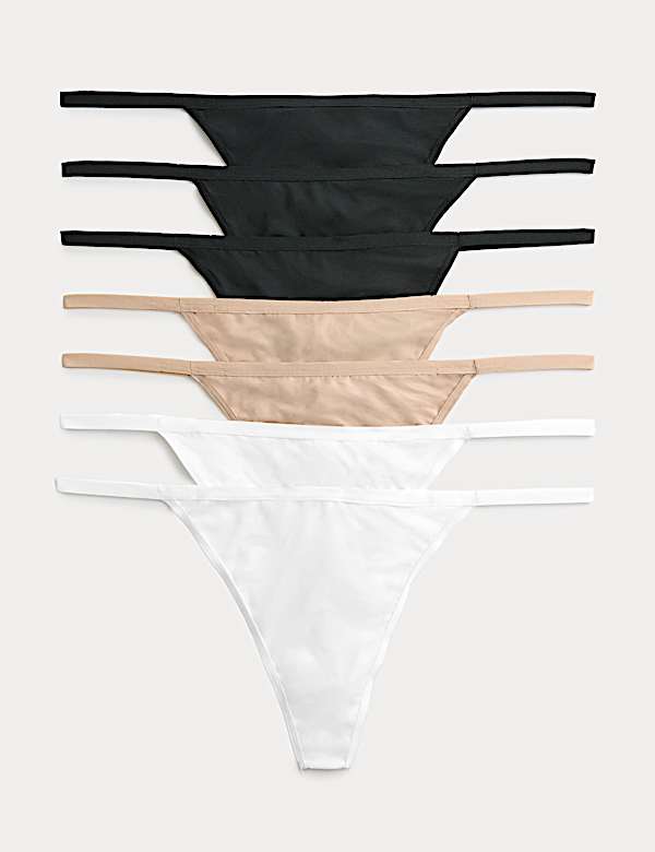 7 Pack Microfibre G-String Thongs | BLACK MIX | Knickers | M&S CY
