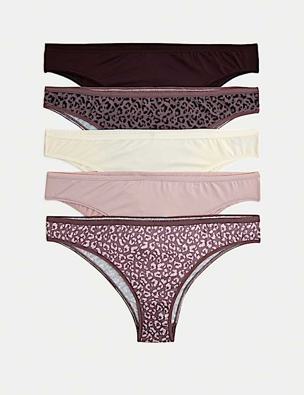 5pk Microfibre Brazilian Knickers | BROWN MIX | Knickers | M&S MV
