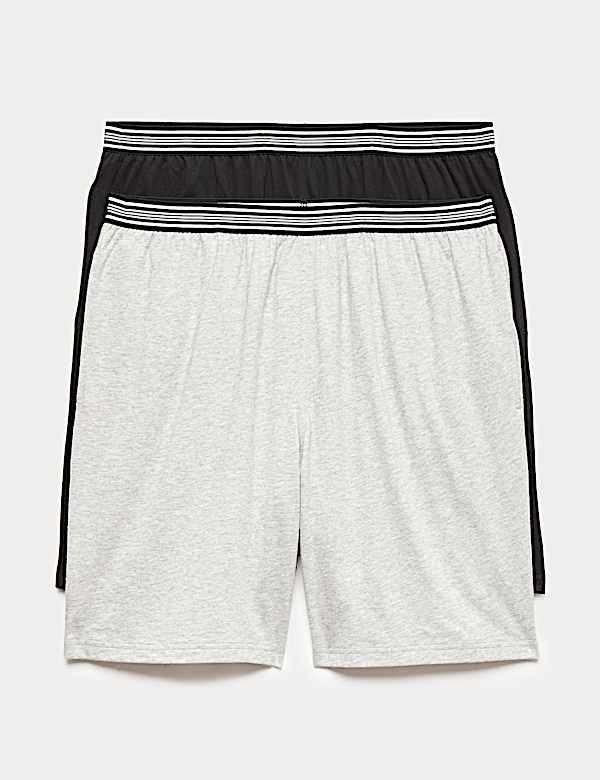2-Pack Pure Cotton Jersey Pyjama Shorts | GREY MIX | Pyjamas | M&S CA