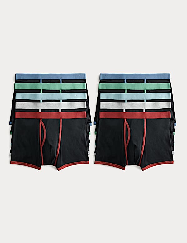 10 Pack Cotton Stretch Trunks | BLACK MIX | Trunks | M&S NZ