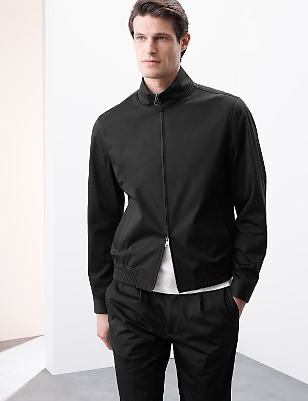 Lightweight Cotton Rich Bomber Jacket with Stormwear™ | BLACK | Jackets ...