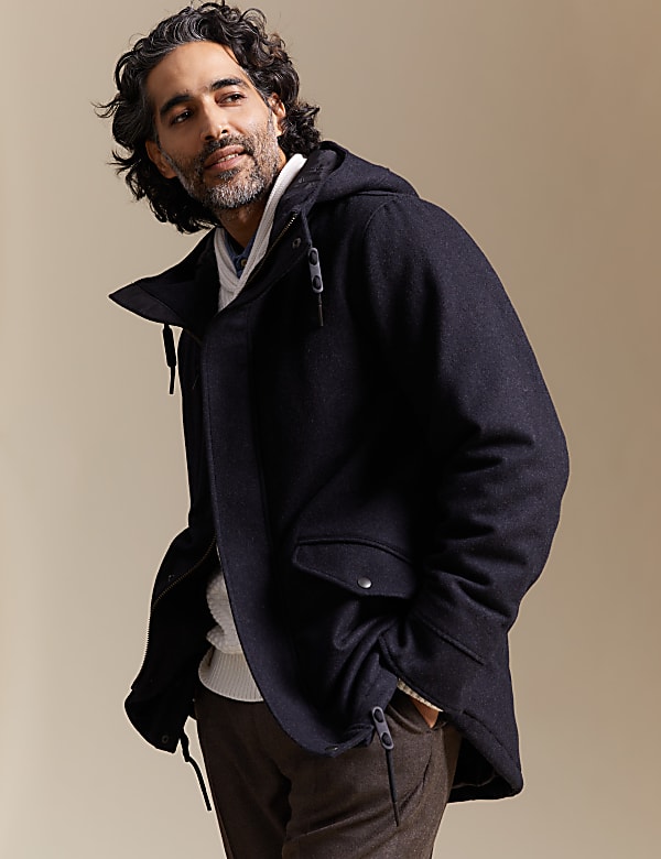 Yeadon Wool Rich Hooded Parka Jacket | GREY MIX | Jackets | M&S MX