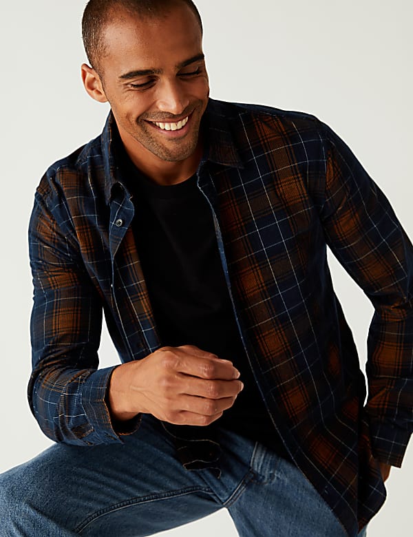 Pure Cotton Check Corduroy Shirt | TOFFEE | Shirts | M&S AL