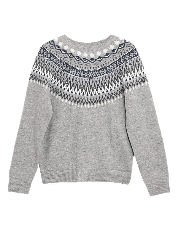 Buy Cosy Fair Isle Crew Neck Jumper at Marks & Spencer