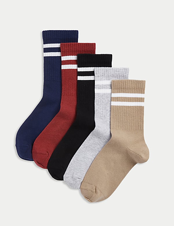 Marks Spencer 5pk Cotton Rich Sports Socks 6 Small 7 Large Multi 6 8