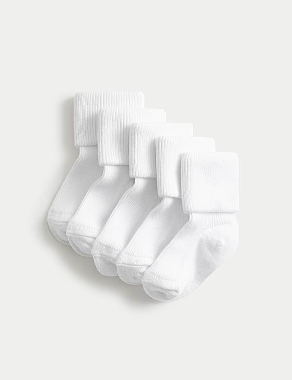 5 Pack Cotton Rich Baby Socks (0-24 Mths) | WHITE | Socks | M&S CN