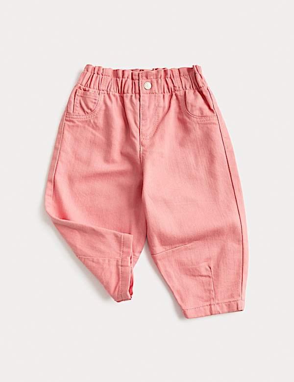 Cotton Rich Paperbag Jeans (0-6 Years) | PINK | Jeans | M&S CA