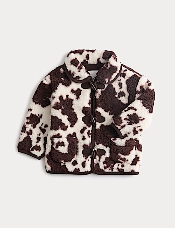 Cow Print Borg Jacket (0-6 Yrs) | BROWN MIX | Jackets | M&S IS