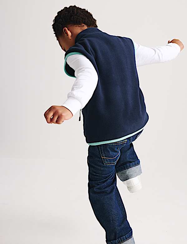 Flísový mikina s kontrastním lemováním a zipem (2–8 let) | NAVY | Vesty ...