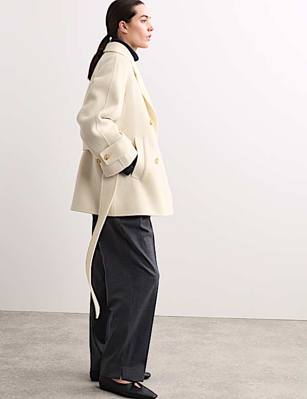 Pure Wool Belted Short Trench Coat | IVORY | Coats | M&S FR